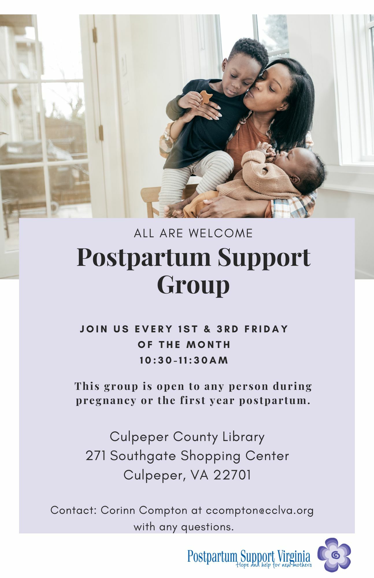 10:30am – Postpartum Support Group (Culpeper) - Postpartum Support Virginia